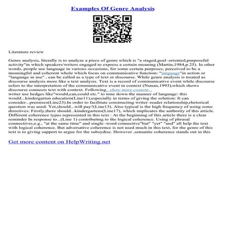 Examples Of Genre Analysis | PDF