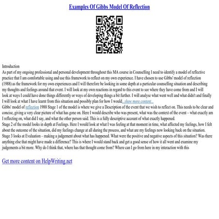 Examples Of Gibbs Model Of Reflection