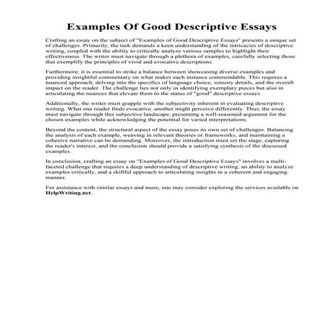 Examples Of Good Descriptive Essays. Descriptive examples. 7 ...