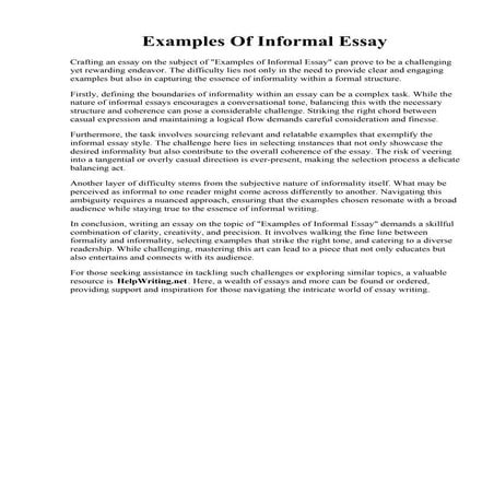 Examples Of Informal Essay. Fantastic Informal Essay Thatsnotus | PDF