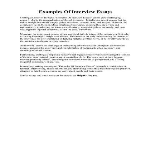 Examples Of Interview Essays | PDF