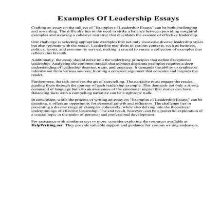 Examples Of Leadership Essays | PDF