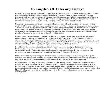 Examples Of Literary Essays. Literary Essay - Teaching to the Test ...