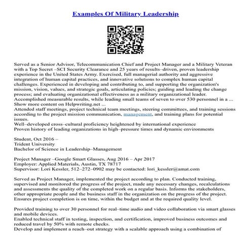 Examples Of Military Leadership | PDF