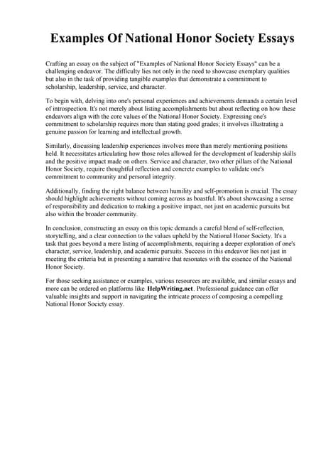 National Junior Honor Society Essay Examples.pdf | Secondary Education ...