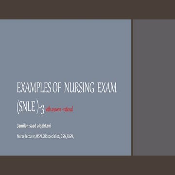 Examples of nursing exam (snle ) 3 | PPTX