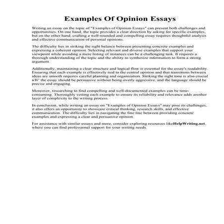 Examples Of Opinion Essays. Click on: WRITING: OPINION ESSAYS / FOR AND ...