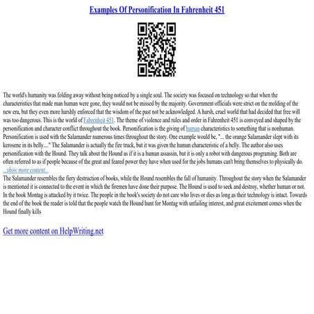 Examples Of Personification In Fahrenheit 451 PPT Examples Of Personification In Fahrenheit 451 PPT