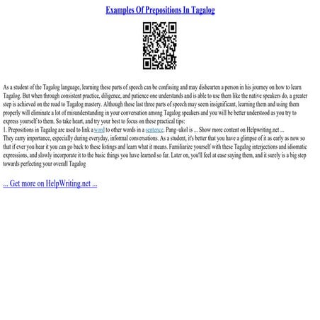 Examples Of Prepositions In Tagalog | PPT