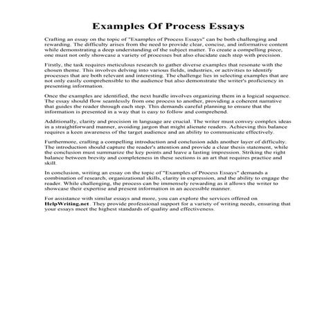 Examples Of Process Essays | PDF