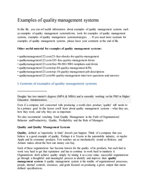 Quality management system audit | PDF