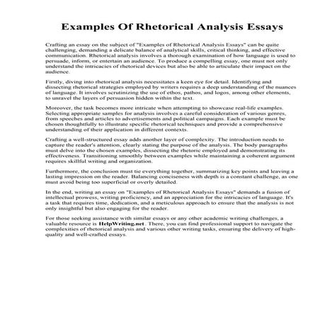 Rhetorical Analysis The Department Of English, University Of Arkansas