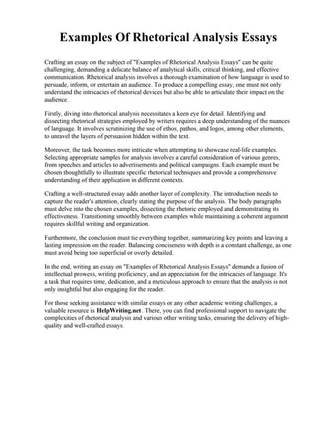 Rhetorical Analysis Essay Examples And Tips From Professional