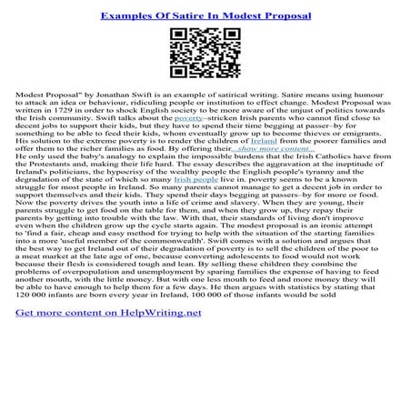Examples Of Satire In Modest Proposal | PDF