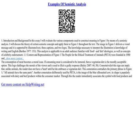 Examples Of Semiotic Analysis | PDF