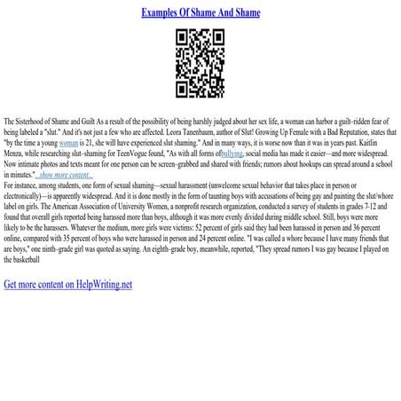 Examples Of Shame And Shame | PPT