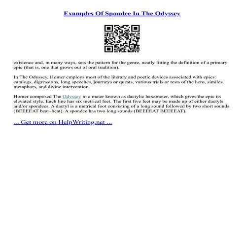 Examples Of Spondee In The Odyssey | PDF