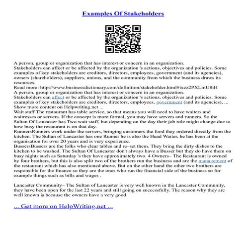 Examples Of Stakeholders | PDF