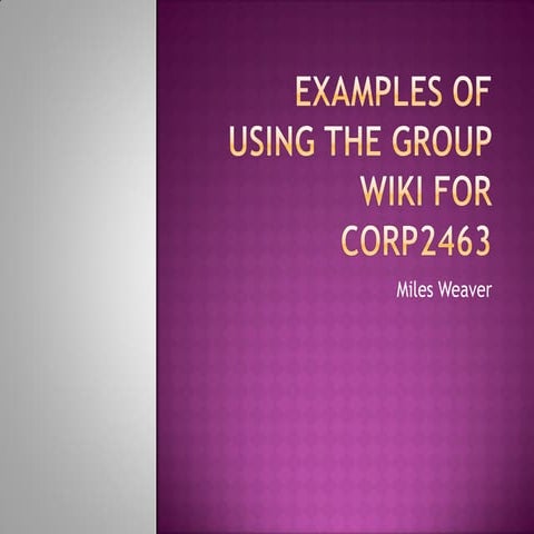 Example of using the group wiki tool in a virtual learning enviroment | PPT