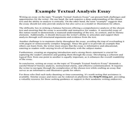 Example Textual Analysis Essay. Reflective Essay: Textual analysis ...