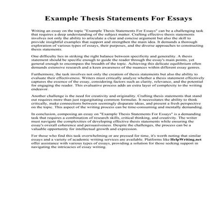Example Thesis Statements For Essays.pdf | Homework and Study | Education