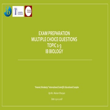Exam preparation IB Biology Topics 1 to 3 | PPT