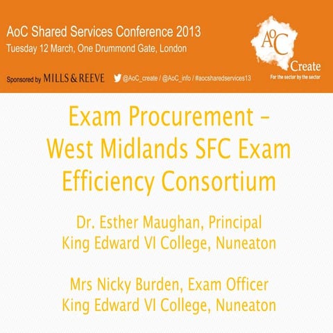Exam Procurement - West Midlands SFC Exam Efficiency | PPT