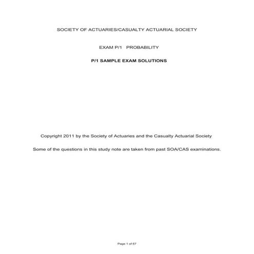 Exam p samplesolutions | PDF