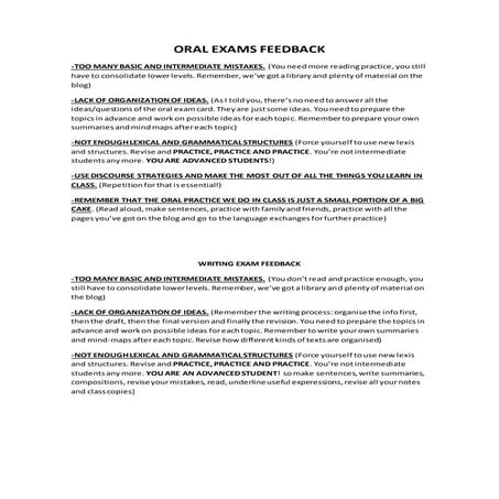 Exams feedback | PDF