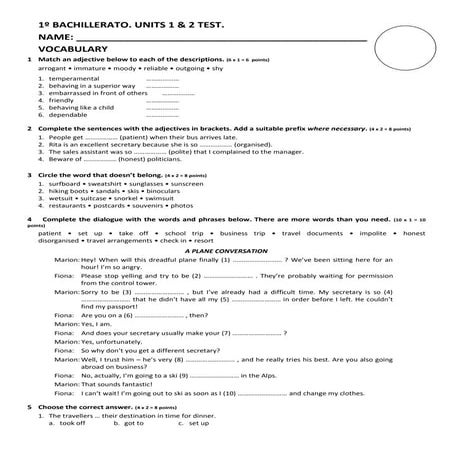 Exam units 1 & 2 | DOCX