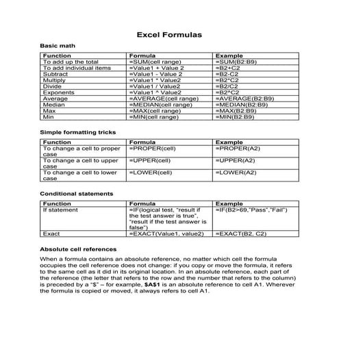 Excel Formulas Pdf