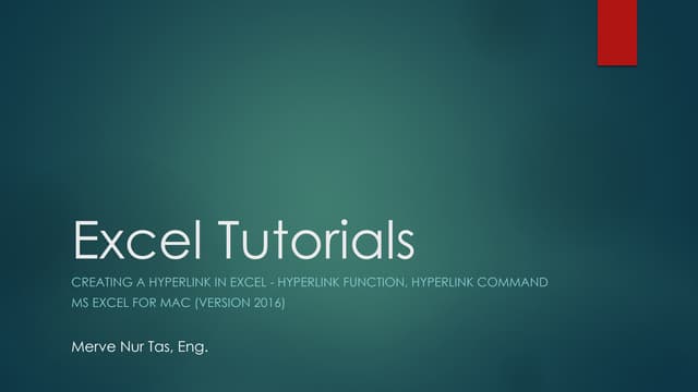 Excel Tutorials Creating A Hyperlink In Excel Ppt 0588