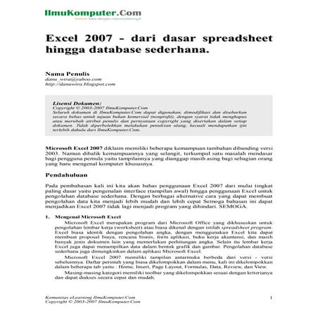 Excel 07 Dasar hingga data base | PDF