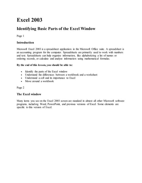 Introduction to spreadsheets | PPT | Computing | Technology & Computing