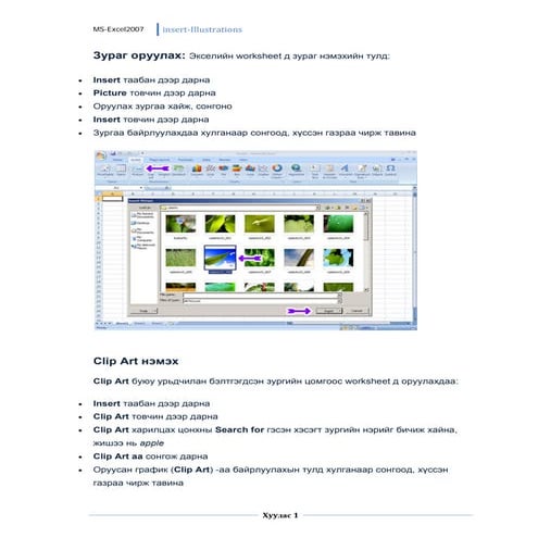 Excel2007insert illustrations | PDF