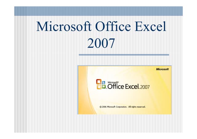 Excel 2007 lesson | PPT Excel 2007 lesson | PPT