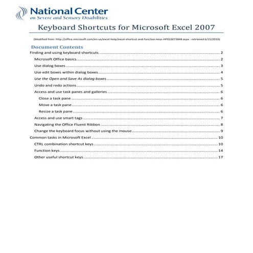 Excel 2007shortcut key | PDF