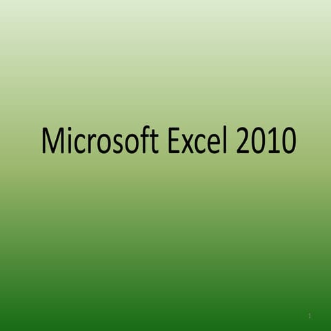 Microsoft office 2010 excel. unidad 1 v5 | PDF
