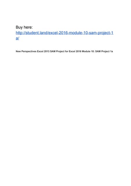 Excel 2016 | Module 1: SAM Project 1a (solution) | PDF