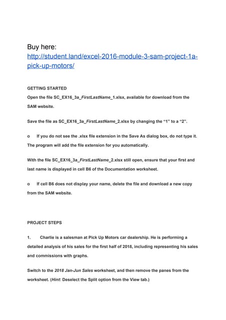 Excel 2016 | Module 1: SAM Project 1a (solution) | PDF