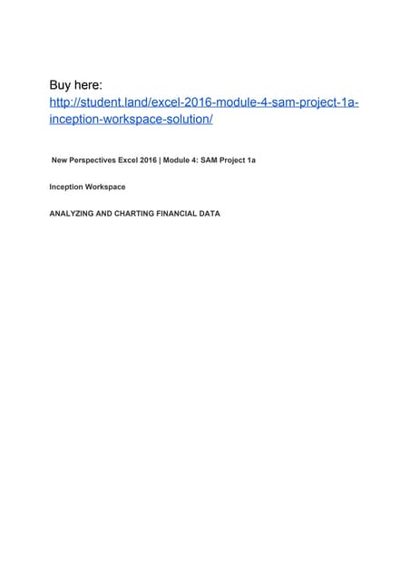 Excel 2016 | Module 1: SAM Project 1a (solution) | PDF