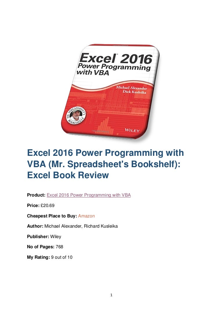 Excel 2016 Power Programming with VBA: Excel Book Review