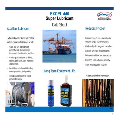 Excel 440 Super Lubricant Data Sheet | PDF