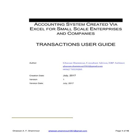 Excel accounting system user guide | PDF