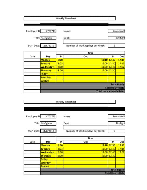 Excel Time sheet | PDF