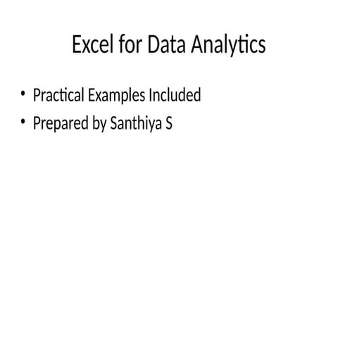 Excel for Data Analytics for excel concept in this presentation | PPTX