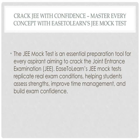 Excel in Your JEE Preparation with EaseToLearn’s Smart JEE Mock Test ...