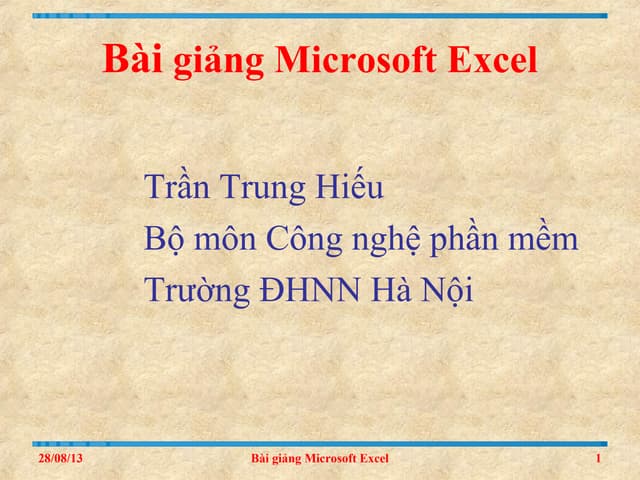 Excel Lecture Ppt