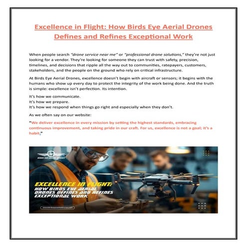Excellence in Flight: How Birds Eye Aerial Drones Defines and Refines ...