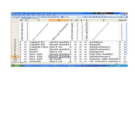 Excell spreadsheet. | PDF